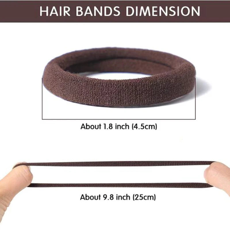 50PCS/Set Cotton Elastic Hair Ties For Women Ponytail Soft HairBands F ...